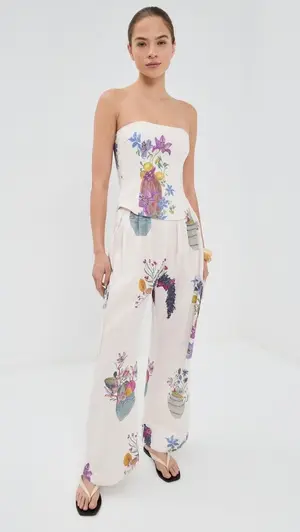 ISLA & WHITE Olivine Fruit And Floral Print Pants