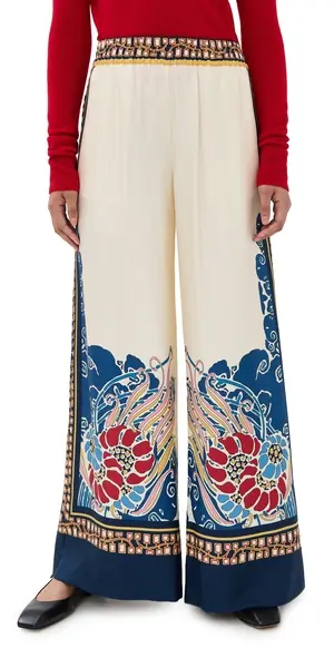 La DoubleJ Printed Silk Palazzo Pants - Lemuria Placée