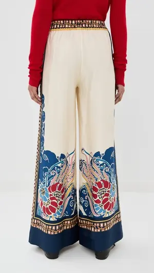 La DoubleJ Printed Silk Palazzo Pants
