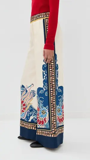 La DoubleJ Printed Silk Palazzo Pants
