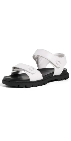 COACH Brynn Leather Sandals - Optic White/black