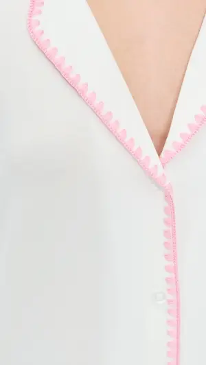 Eberjey Frida Shortie Pajama Set - Ivory/pink Nectar
