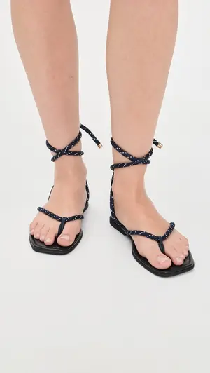 Veronica Beard Carmina Cord Sandals - Eclipse/coconut