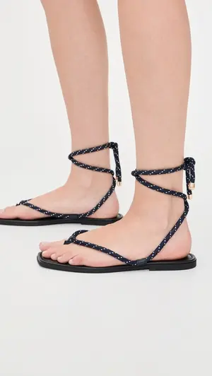Veronica Beard Carmina Cord Sandals - Eclipse/coconut