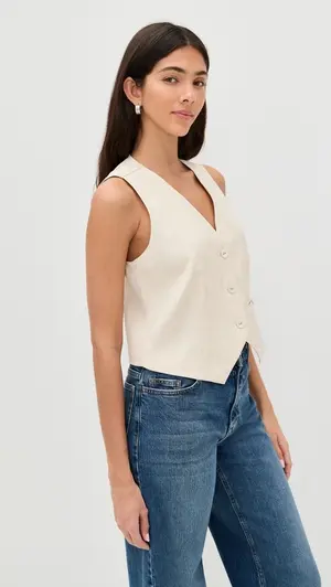 LE BOP Simone Satin Vest - Ivory