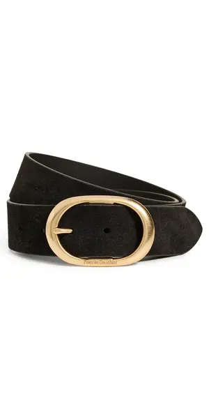 FAVORITE DAUGHTER Suede Jean Belt - Black/antique Brass