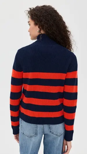 Kule Striped Zip-up Wool-cashmere Sweater