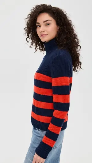 Kule Striped Zip-up Wool-cashmere Sweater
