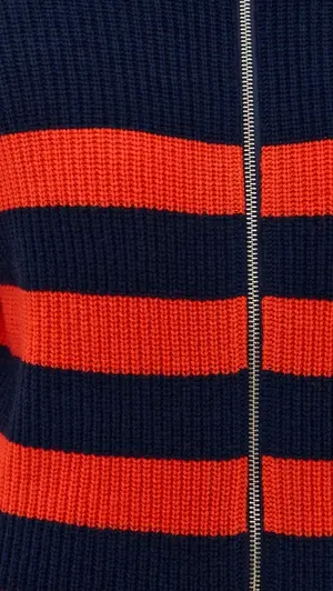 Kule Striped Zip-up Wool-cashmere Sweater