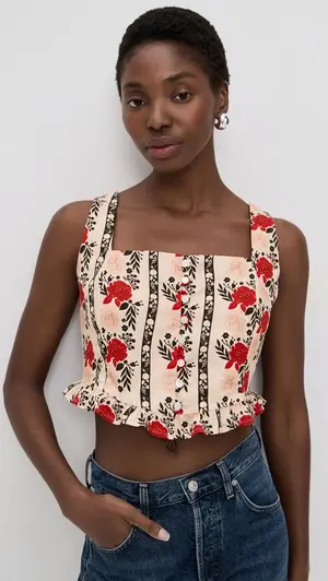 THE LULO PROJECT Floral Print Bustier Top