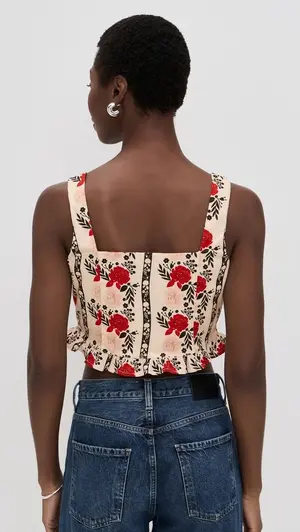 THE LULO PROJECT Floral Print Bustier Top