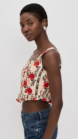 THE LULO PROJECT Floral Print Bustier Top