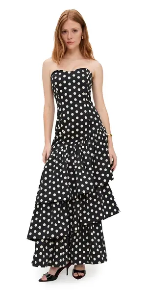 Cara Cara Sonoma Strapless Polka-dot Maxi Dress