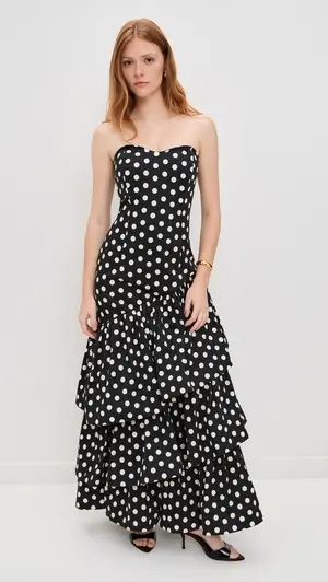 Cara Cara Sonoma Strapless Polka-dot Maxi Dress