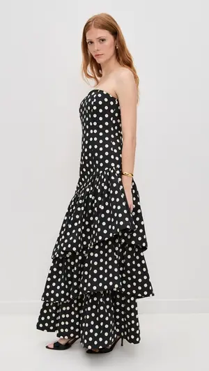 Cara Cara Sonoma Strapless Polka-dot Maxi Dress