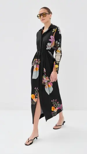 ISLA & WHITE Aurora Floral Linen Maxi Dress