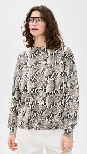 ANINE BING Miles Snakeskin Print Sweatshirt - Washed Python
