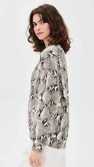 ANINE BING Miles Snakeskin Print Sweatshirt - Washed Python