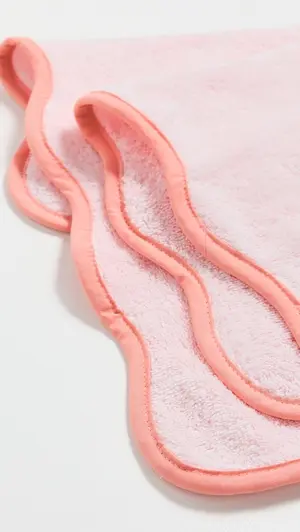 WEEZIE Scallop Hand Towels 2 Pack - Light Pink