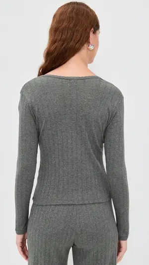 LESET Pointelle Henley Tee