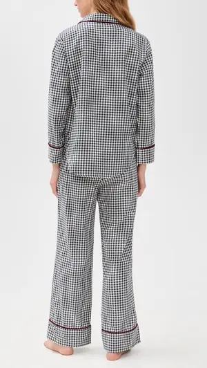 MAREA Flannel Gingham Piped Pajama Set