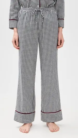 MAREA Flannel Gingham Piped Pajama Set