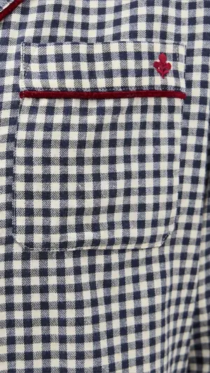 MAREA Flannel Gingham Piped Pajama Set