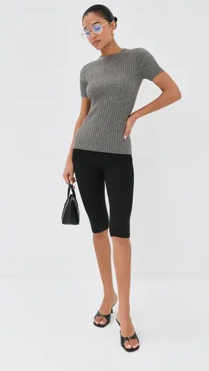 THE ELDER STATESMAN Cashmere Rib Knit Capri Pants