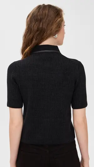 Rag & Bone Caterina Faux Leather Zip Polo