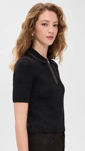 Rag & Bone Caterina Faux Leather Zip Polo