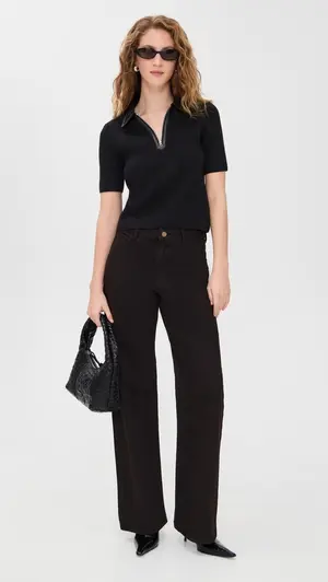 Rag & Bone Caterina Faux Leather Zip Polo