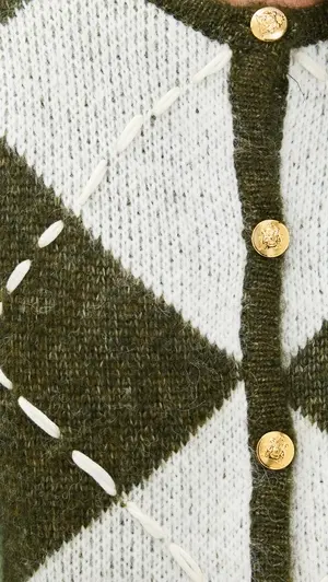 English Factory Argyle Cardigan - Green