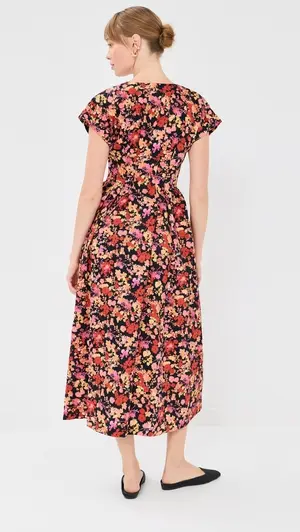 KIKA VARGAS Tsige Floral Sateen Midi Dress