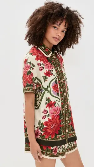 Farm Rio Floral Print Shirt