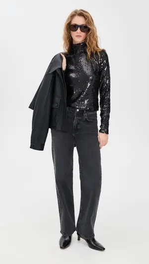 Rag & Bone Lucy Sequin Turtleneck Top