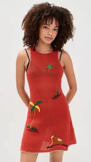 Staud Marea Embroidered Mini Dress
