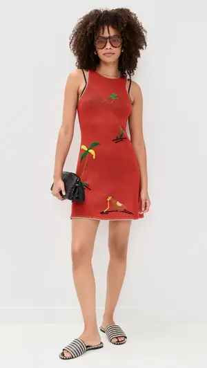 Staud Marea Embroidered Mini Dress