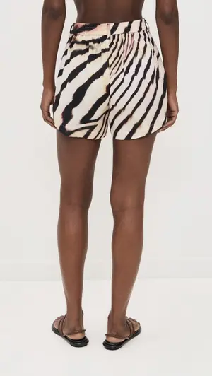 VITAMIN A The Getaway Shorts Zebra Print Linen - Shell Stripe