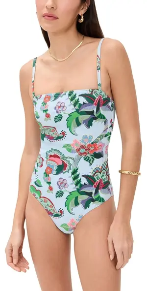 Hill House Home Giana One-piece Swimsuit - Light Blue Jungle Floral