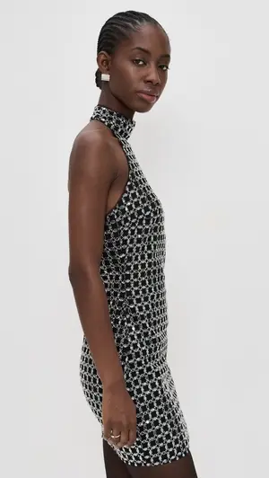 ROTATE BY BIRGER CHRISTENSEN Sequin-embellished Halterneck Mini Dress