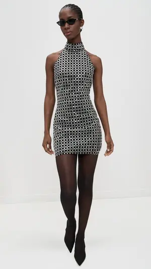 ROTATE BY BIRGER CHRISTENSEN Sequin-embellished Halterneck Mini Dress
