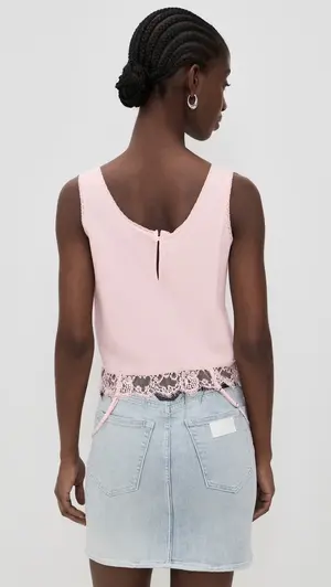 MAISON MARGIELA Lace-trimmed Chevron Tank