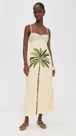 DRESS TO Palm Tree Print Maxi Dress