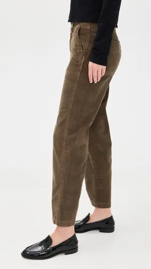 AMO Lillian Printed Plaid Corduroy Pants