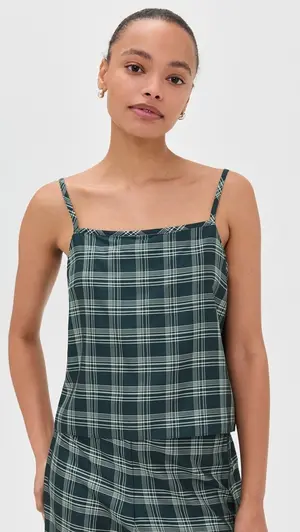 Theory Sleeveless Plaid Top
