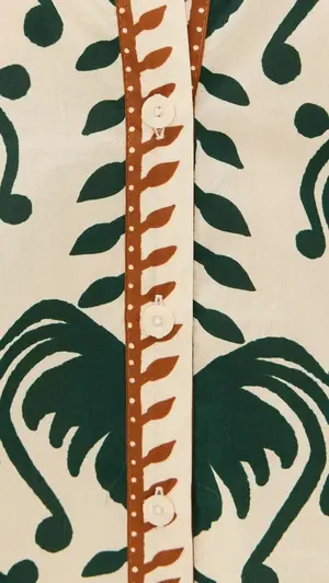 Johanna Ortiz Salty Promises Shirt With Leaf Print - Ecru/green
