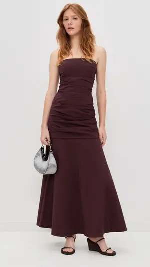 ST. AGNI Gathered Strapless Longline Dress