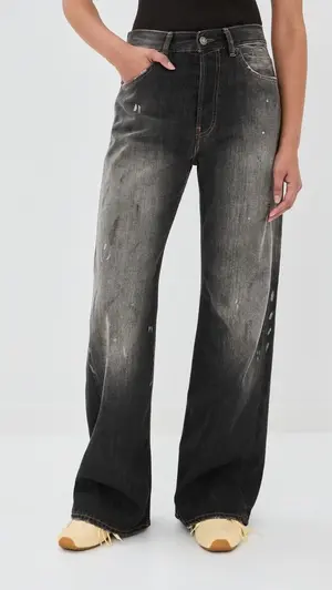 Acne Studios Distressed Paint Splatter Print Jeans