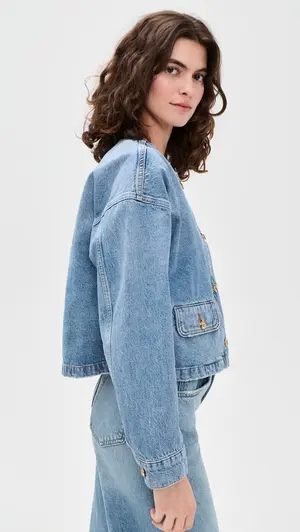 ANINE BING Blanche Denim Jacket - Caspian Blue