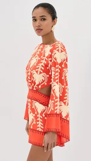 Johanna Ortiz Words Of Wisdom Mini Dress - Red/ecru